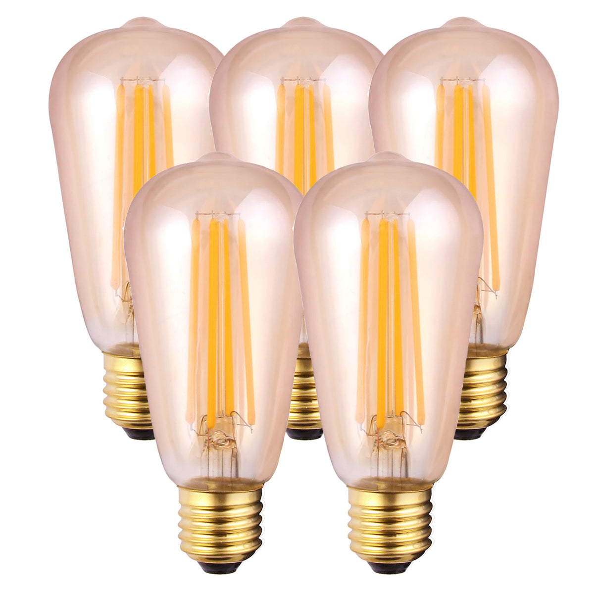 Harper Living ST64 Amber Glass Squirrel Cage LED Bulb E27 Base, Pack o